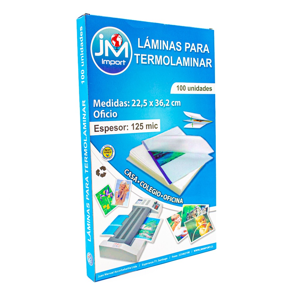 LAMINA TERMOLAMINAR 125MIC 100HJ OFICIO JM – Arte Sano Libreria