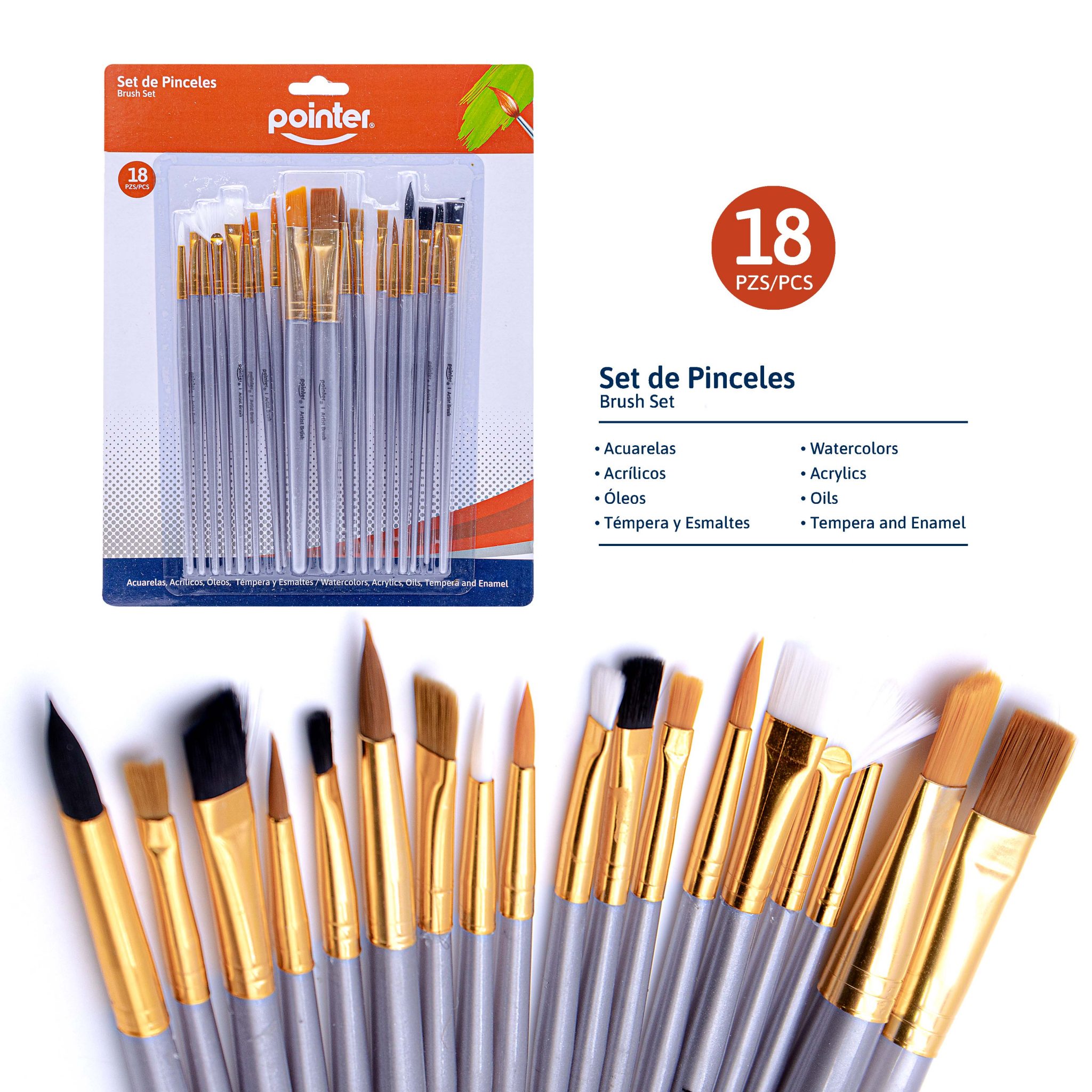 PINCELES ARTISTICOS BRUSH PEN 18 PZS POINTER – Arte Sano Libreria