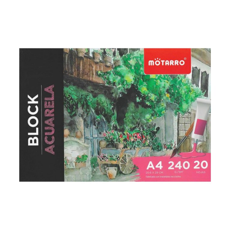 BLOCK ACUARELA 240 GR A4 20 HOJAS MOTARRO (B) – Arte Sano Libreria