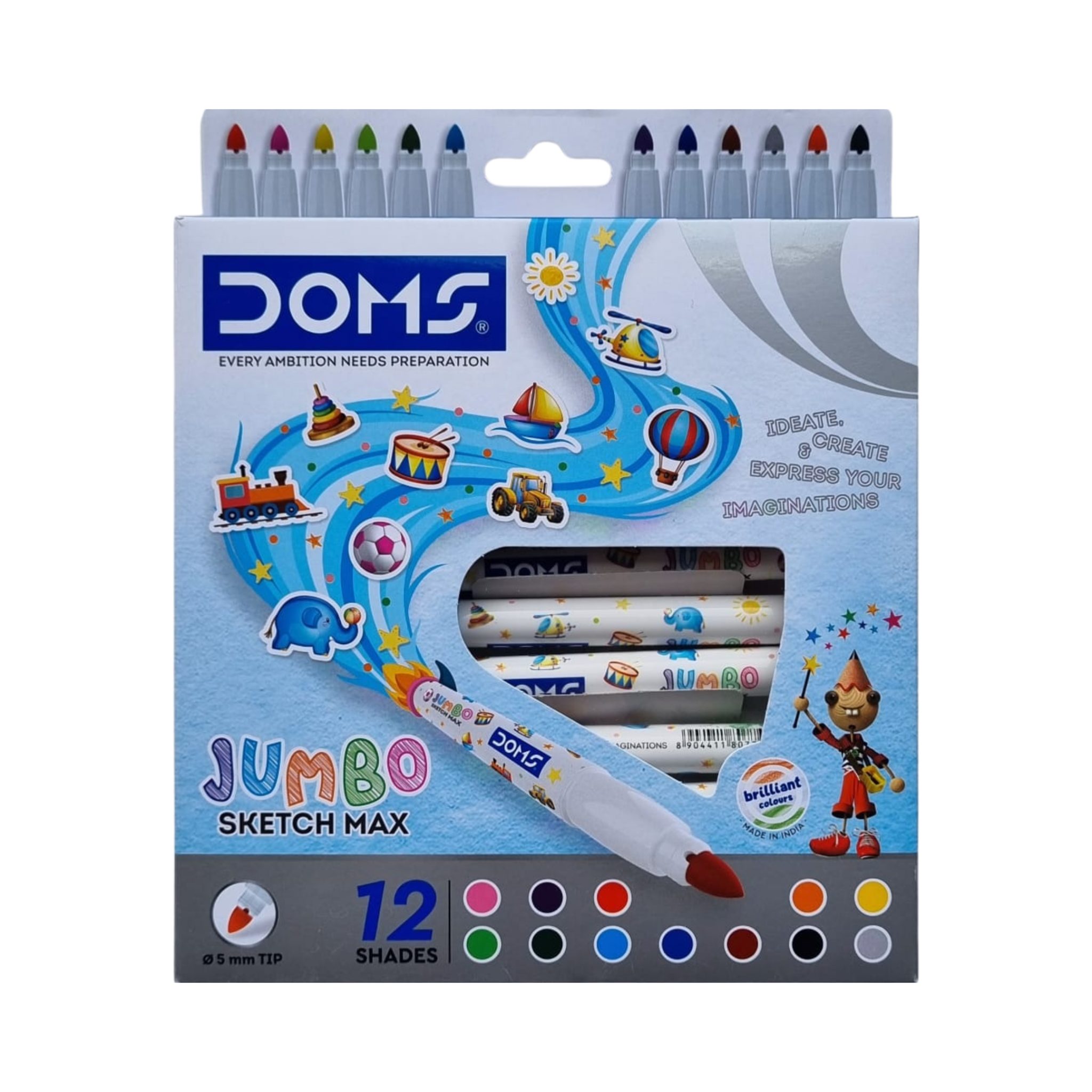 MARCADOR 12 COLORES JUMBO DOMS – Arte Sano Libreria